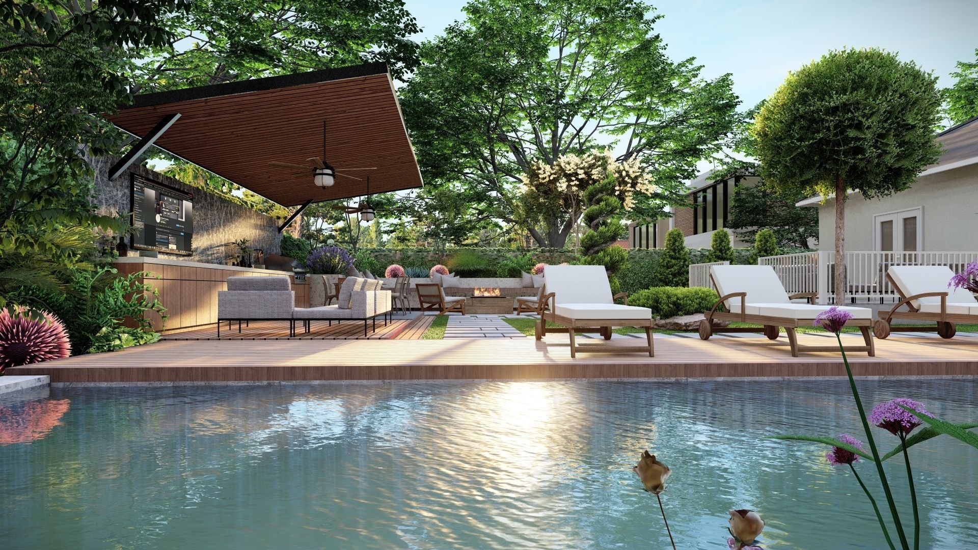 3D Exterior Scene 3D model design garden and landscape 3D model | CGTrader