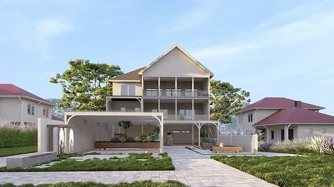 3D Exterior Scene 3D model design garden and landscape 3D model | CGTrader