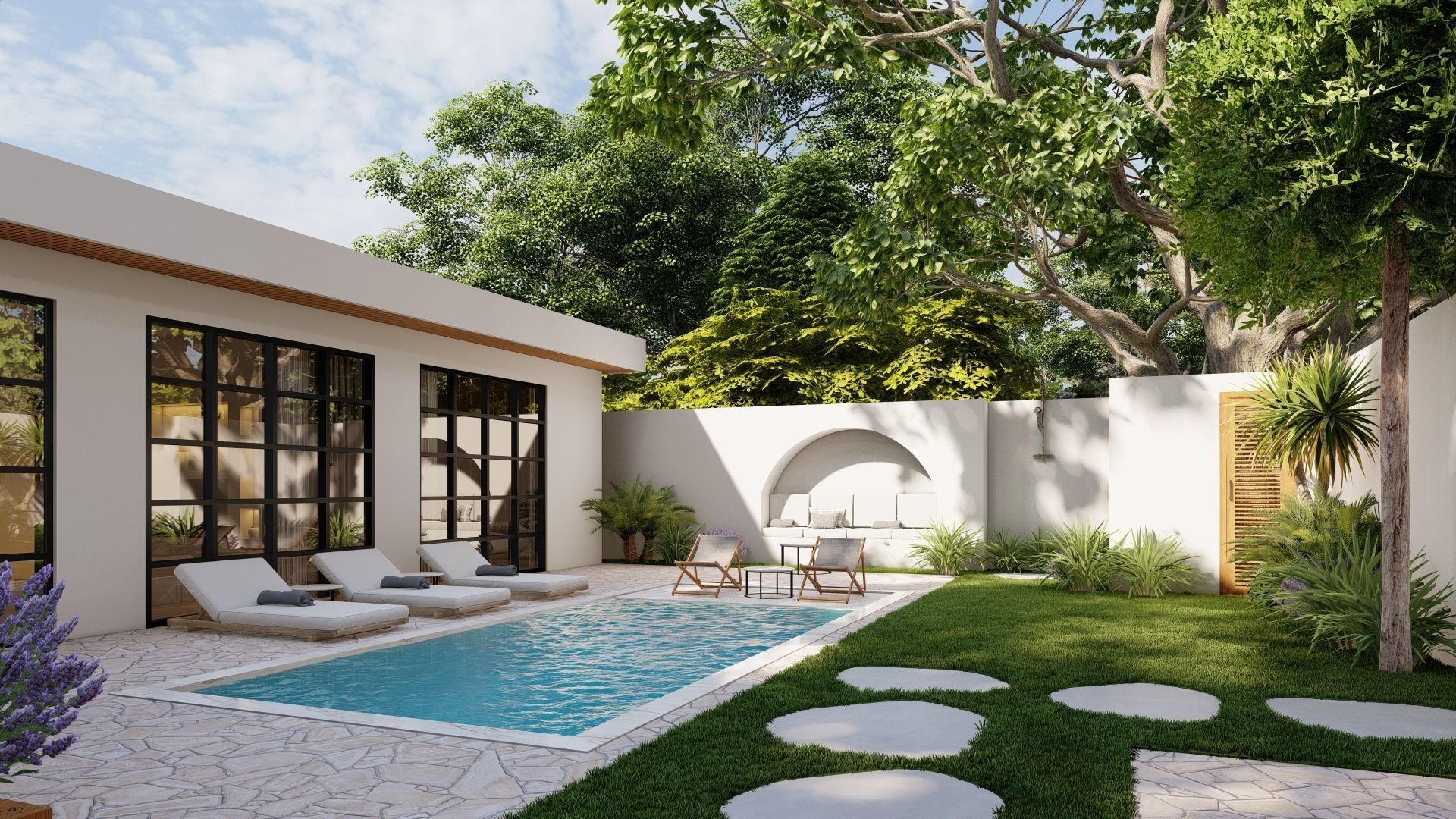 3D Exterior Scene 3D model design garden and landscape 3D model | CGTrader