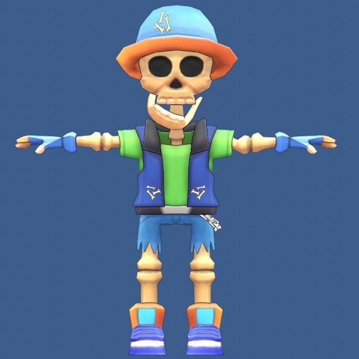 3D model 3D Skeleton Low Poly Subway Surfers Style RIGGED VR / AR / low ...