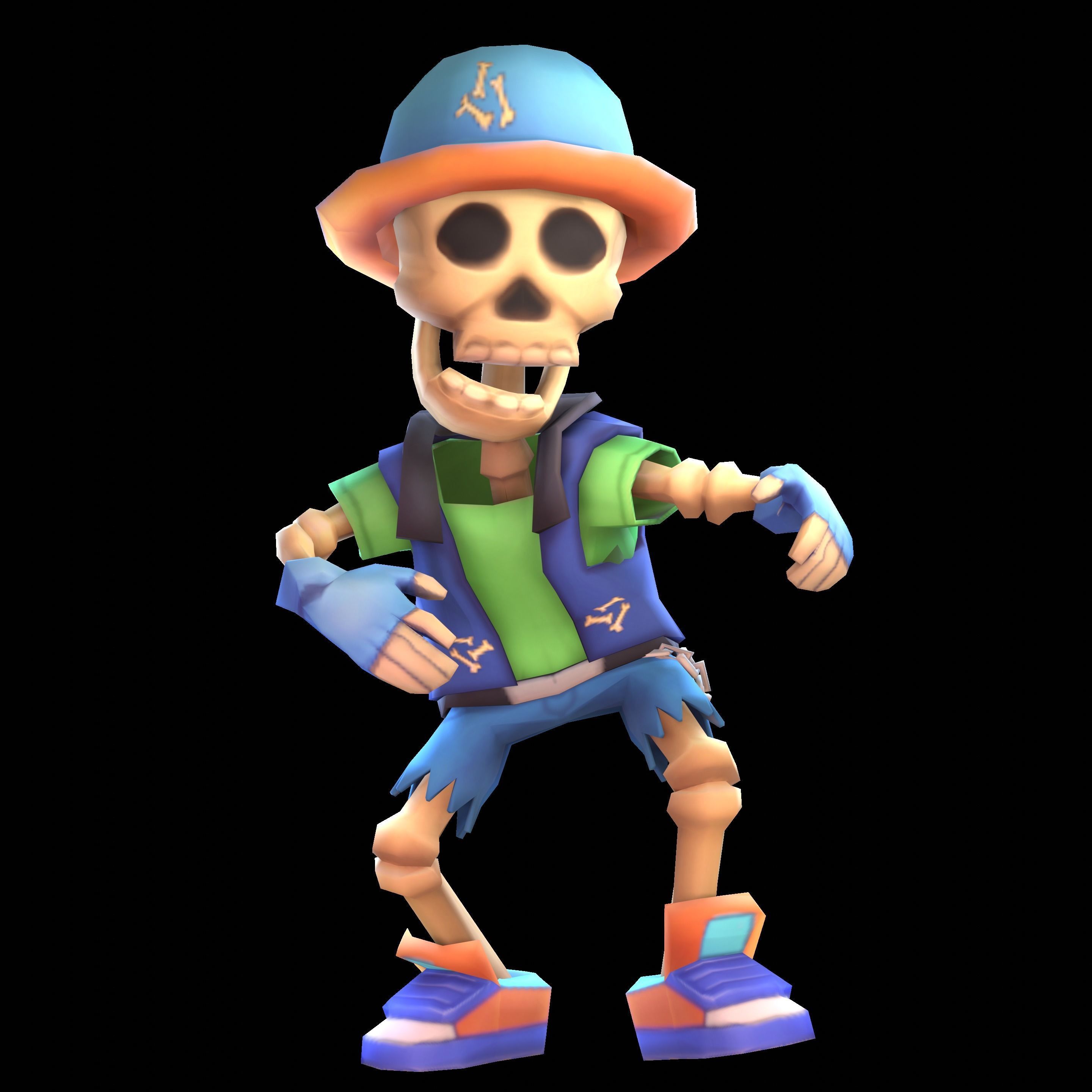 3D model 3D Skeleton Low Poly Subway Surfers Style RIGGED VR / AR / low ...