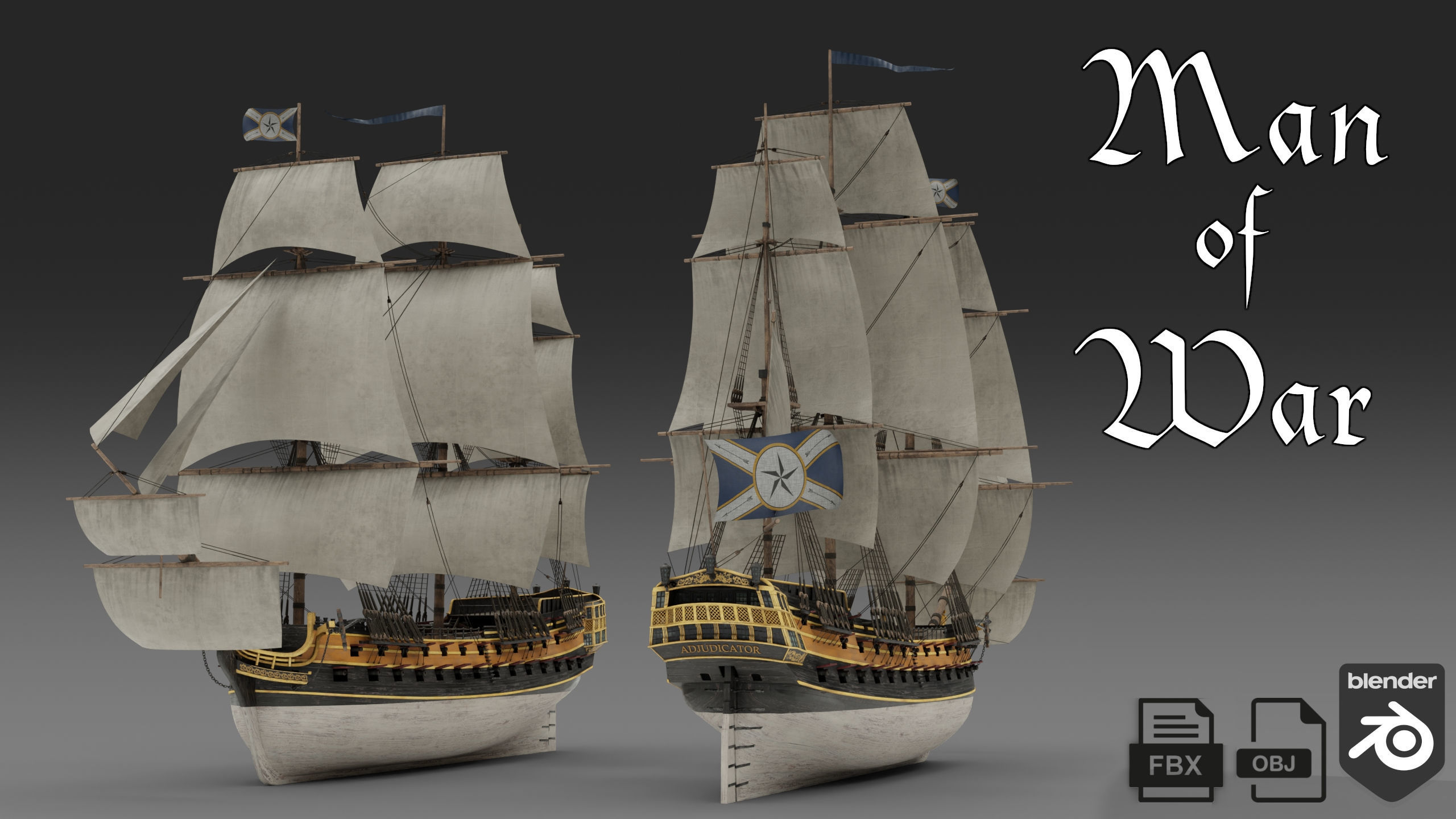 18th Century Man of War 3D model rigged | CGTrader
