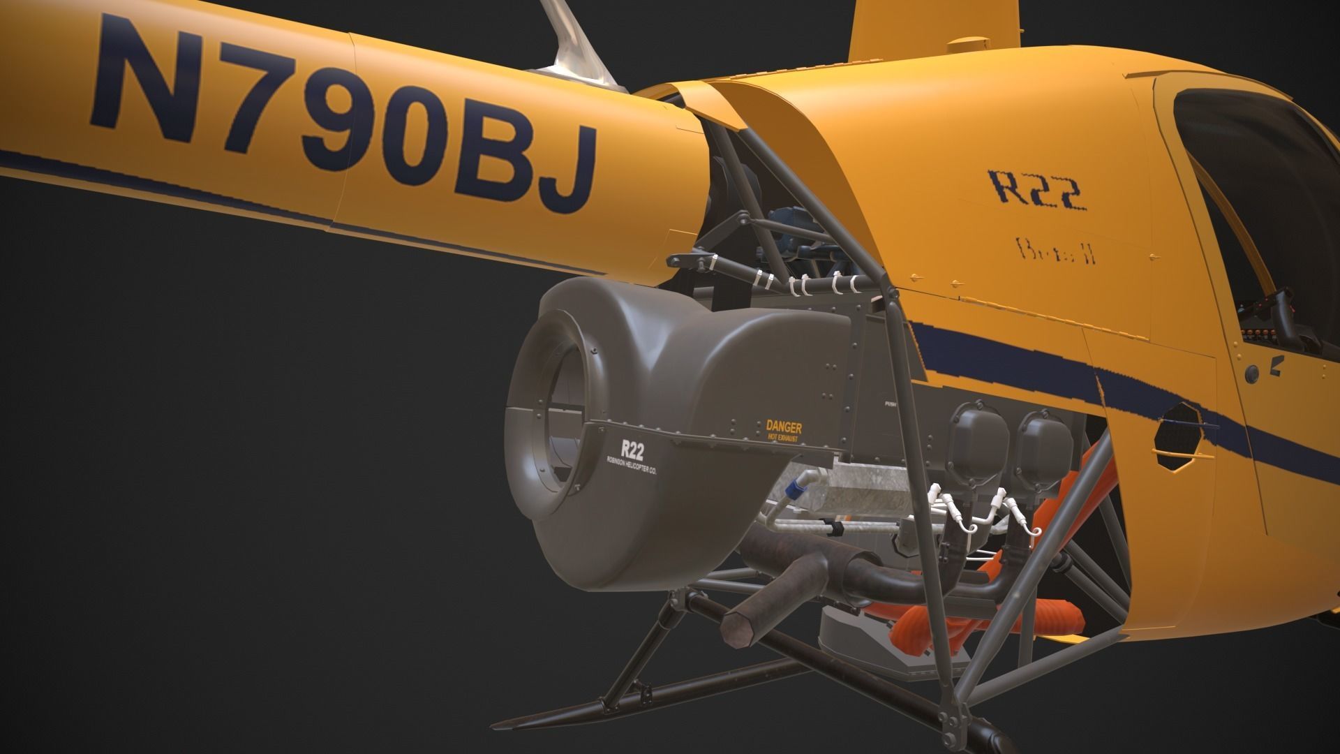 Robinson Helicopter Company R22 Helicopter 3D model animated rigged ...