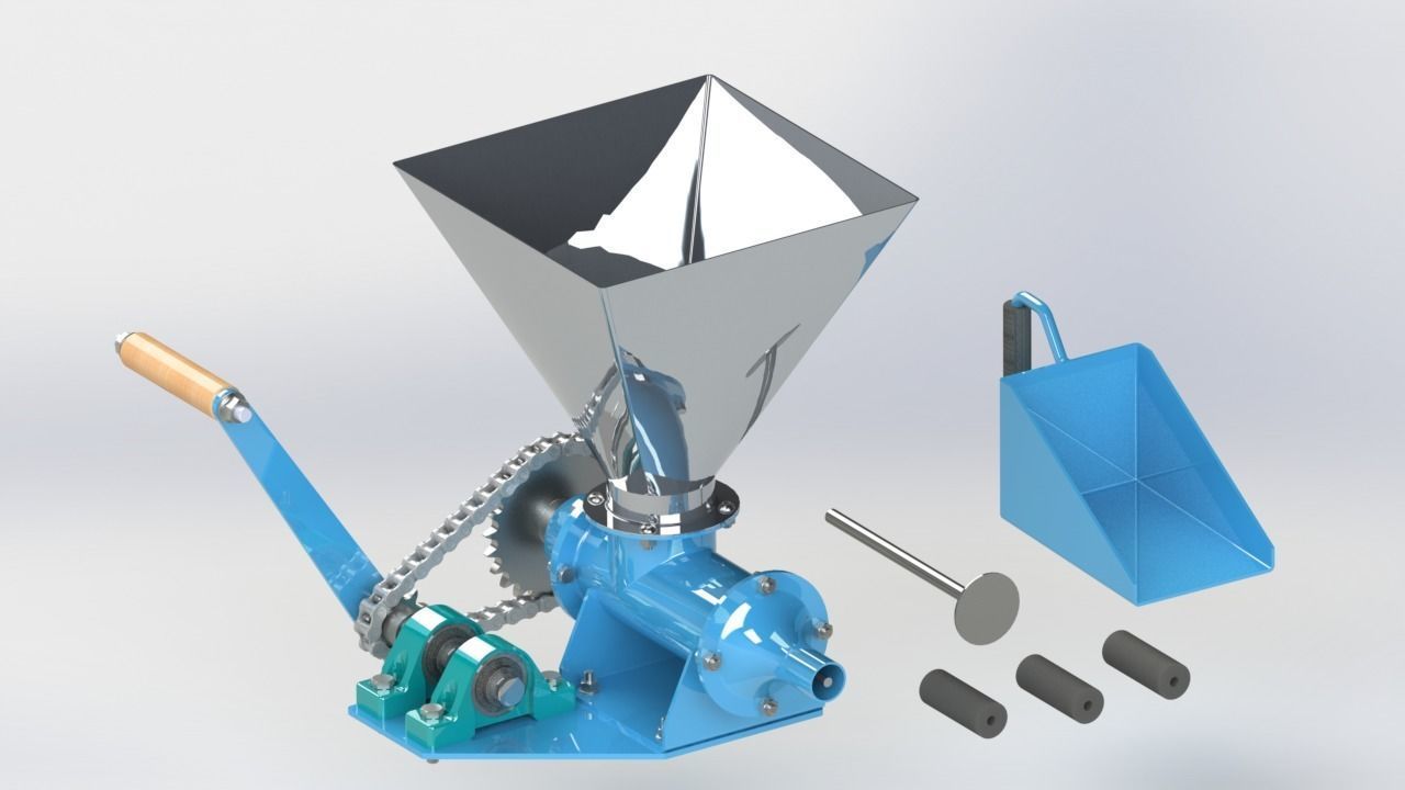 Hand Crank Operated Briquette Machine 3D model | CGTrader