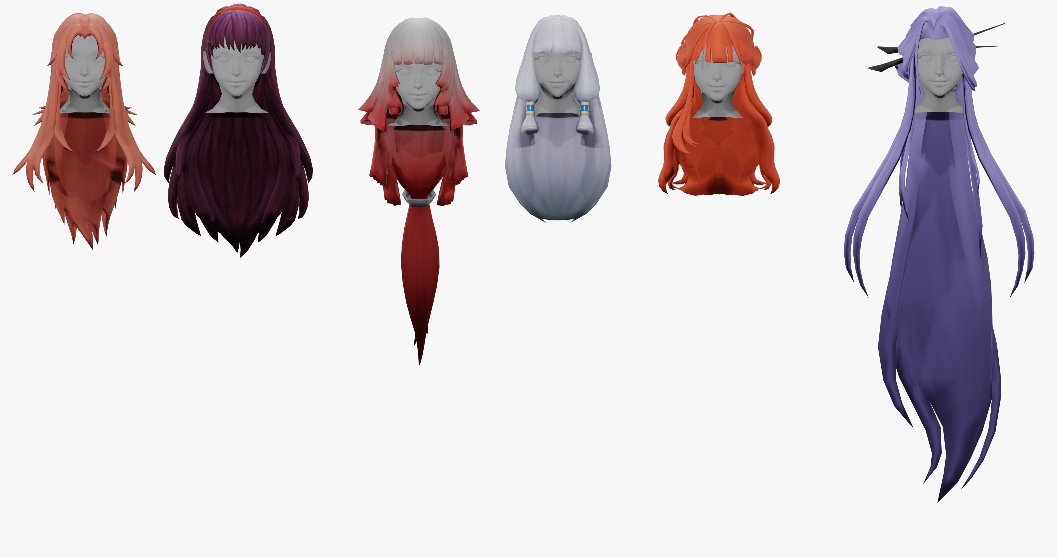 3D model 20 STYLIZED FEMALE HAIR MODELS PACK 3 VR / AR / low-poly ...