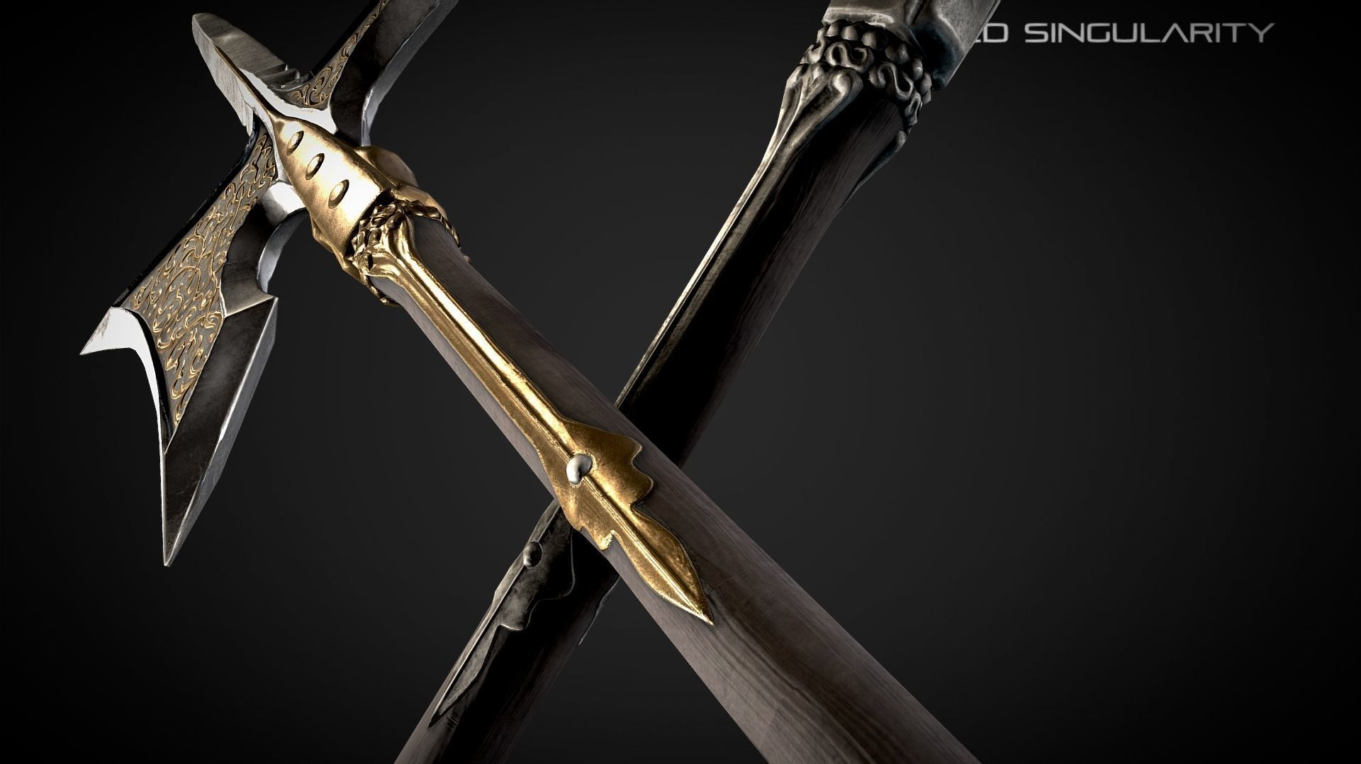 3D model Light halberd Medieval dark fantasy weapon VR / AR / low-poly ...