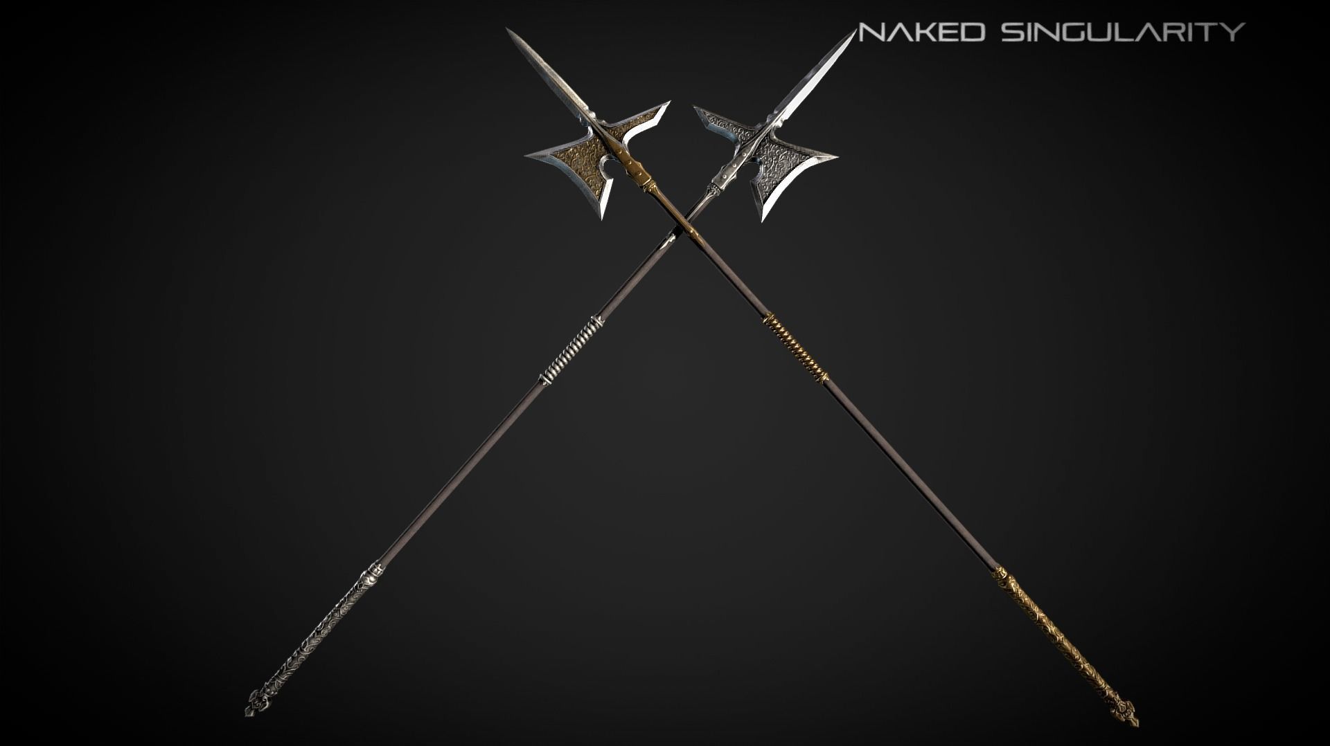 3D model Light halberd Medieval dark fantasy weapon VR / AR / low-poly ...
