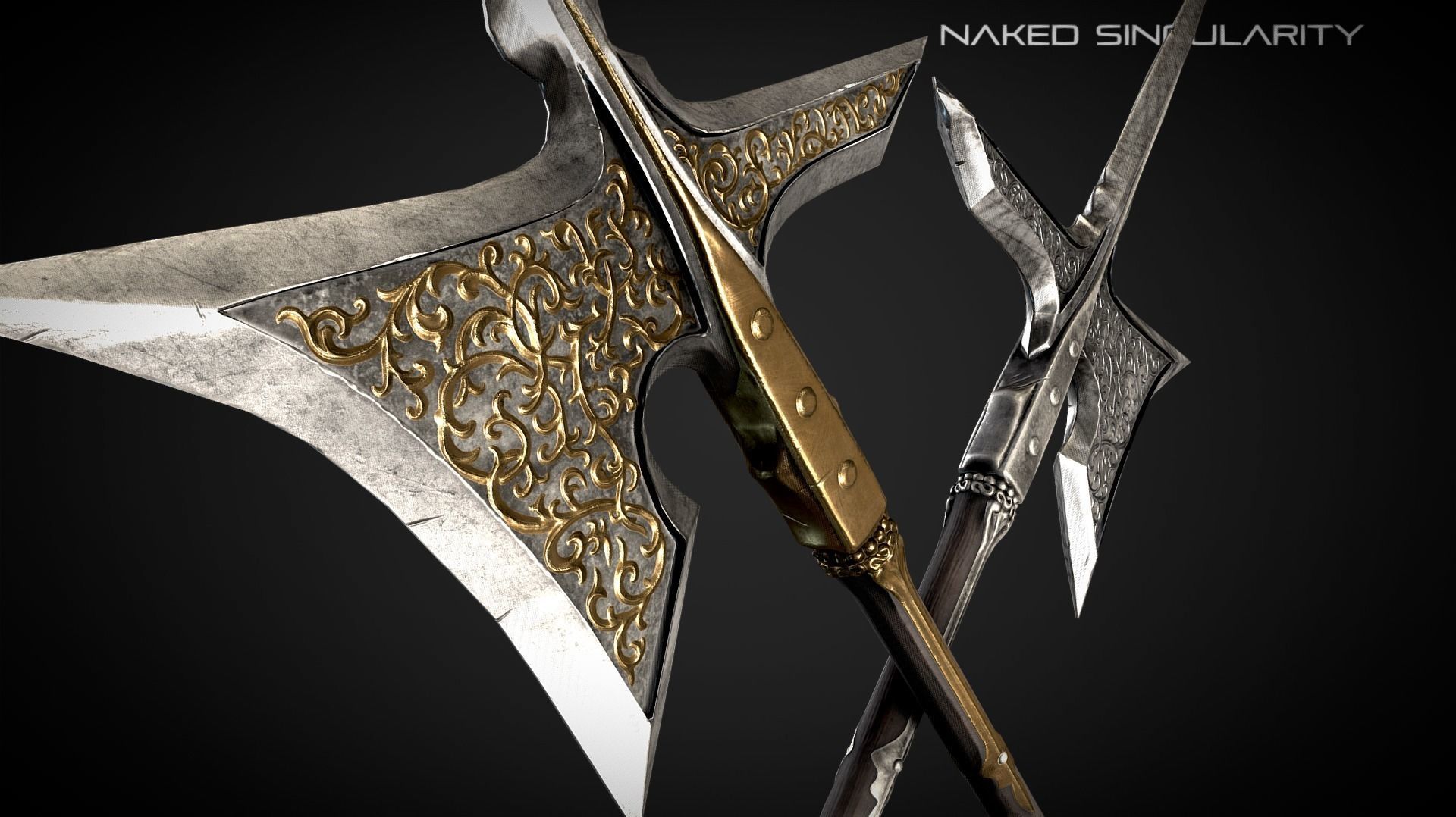 3D model Light halberd Medieval dark fantasy weapon VR / AR / low-poly ...