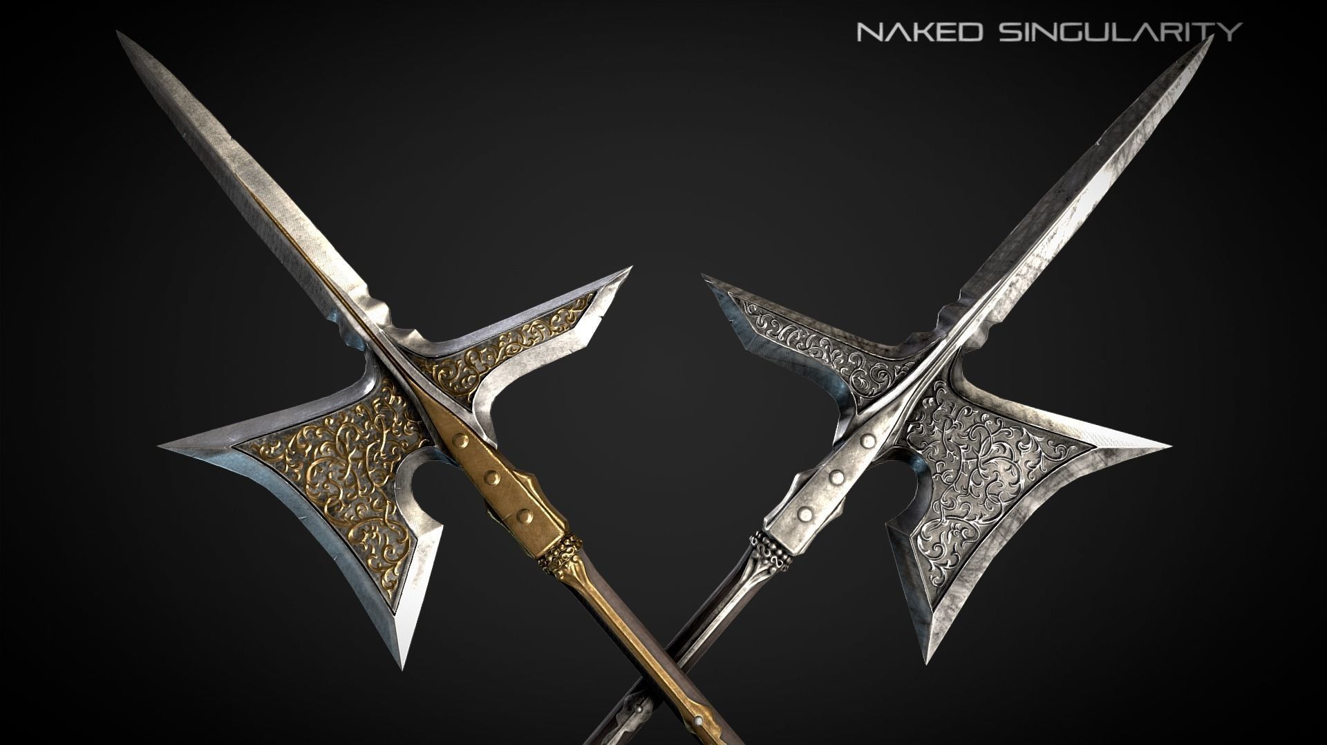 3D model Light halberd Medieval dark fantasy weapon VR / AR / low-poly ...