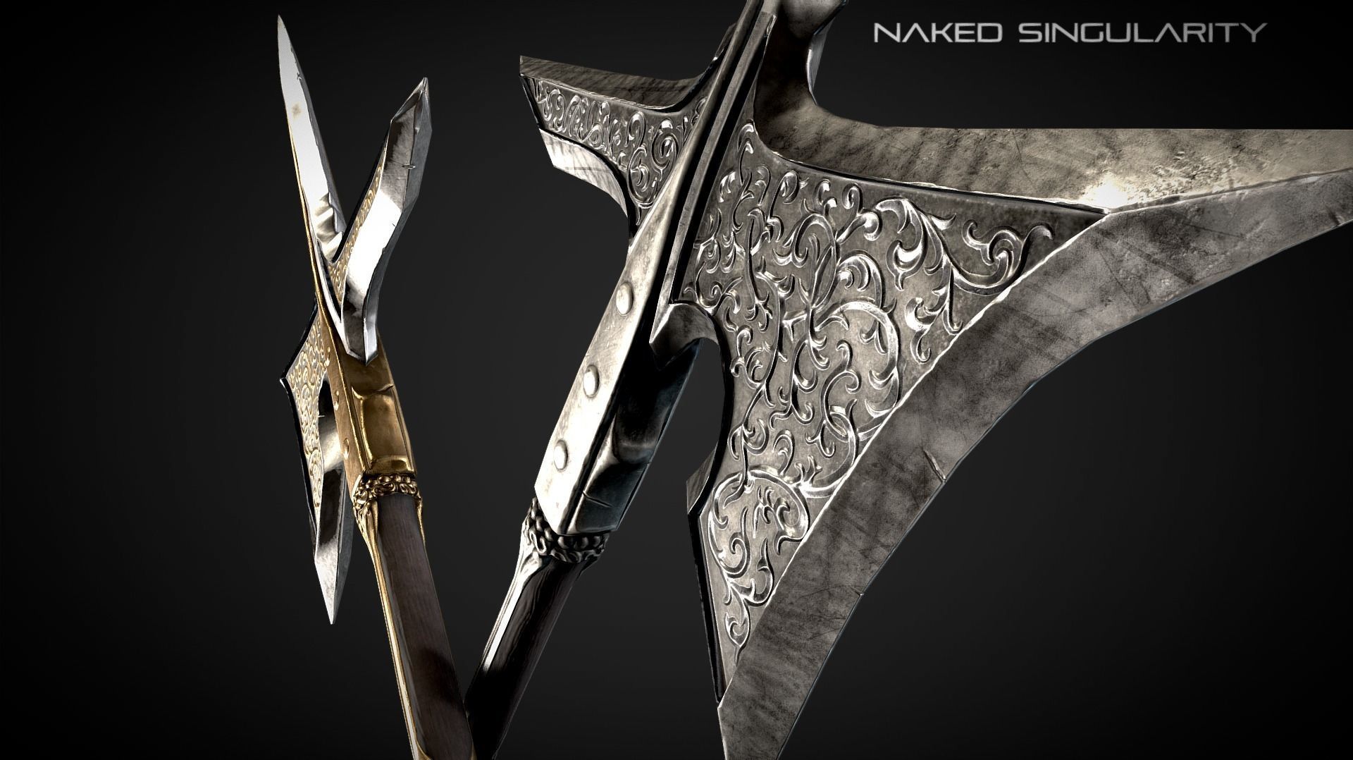 3D model Light halberd Medieval dark fantasy weapon VR / AR / low-poly ...