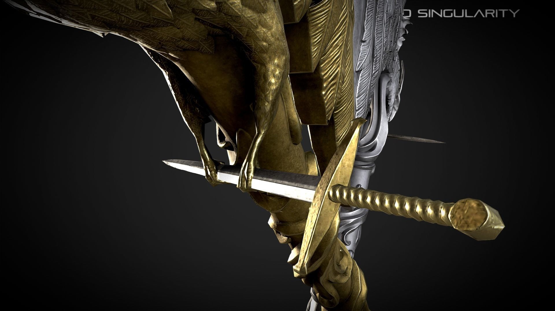 3D model Phoenix Halberd Medieval dark fantasy weapon VR / AR / low ...
