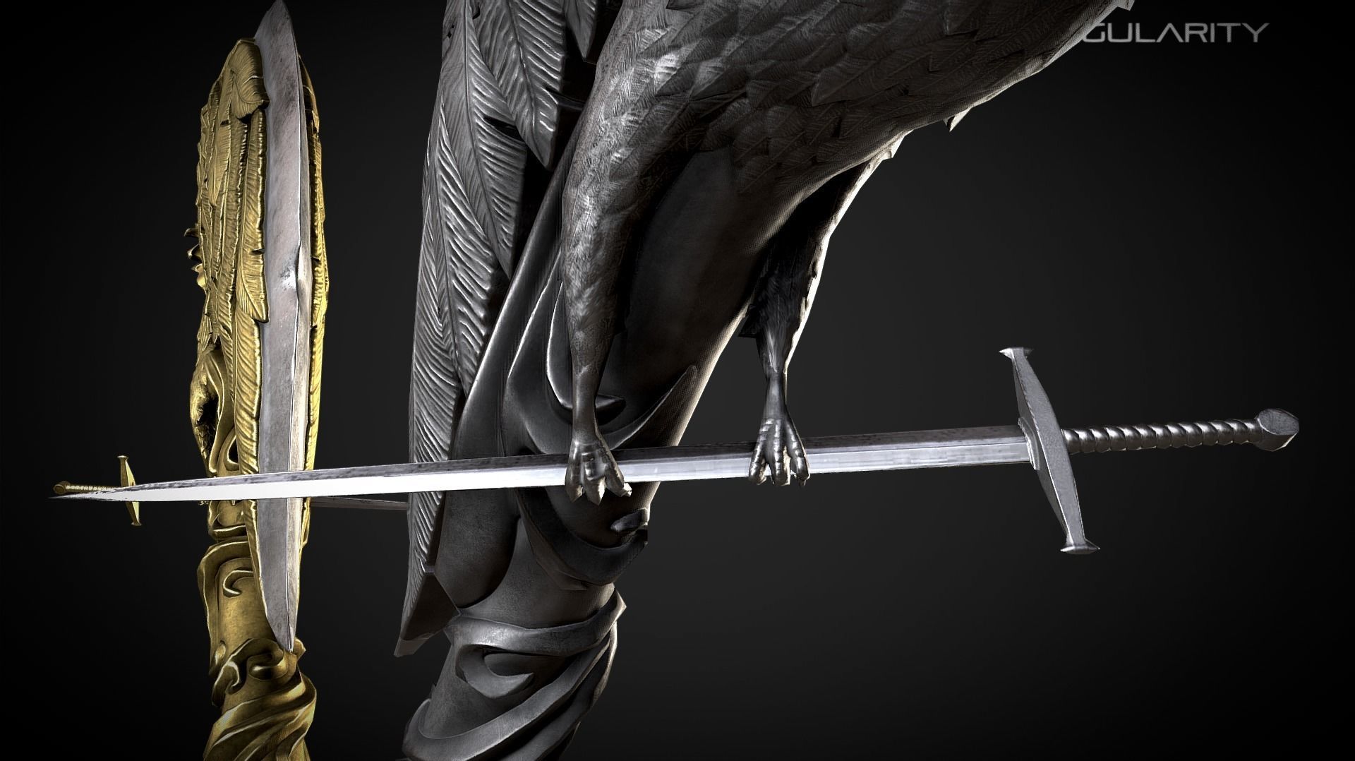 3D model Phoenix Halberd Medieval dark fantasy weapon VR / AR / low ...