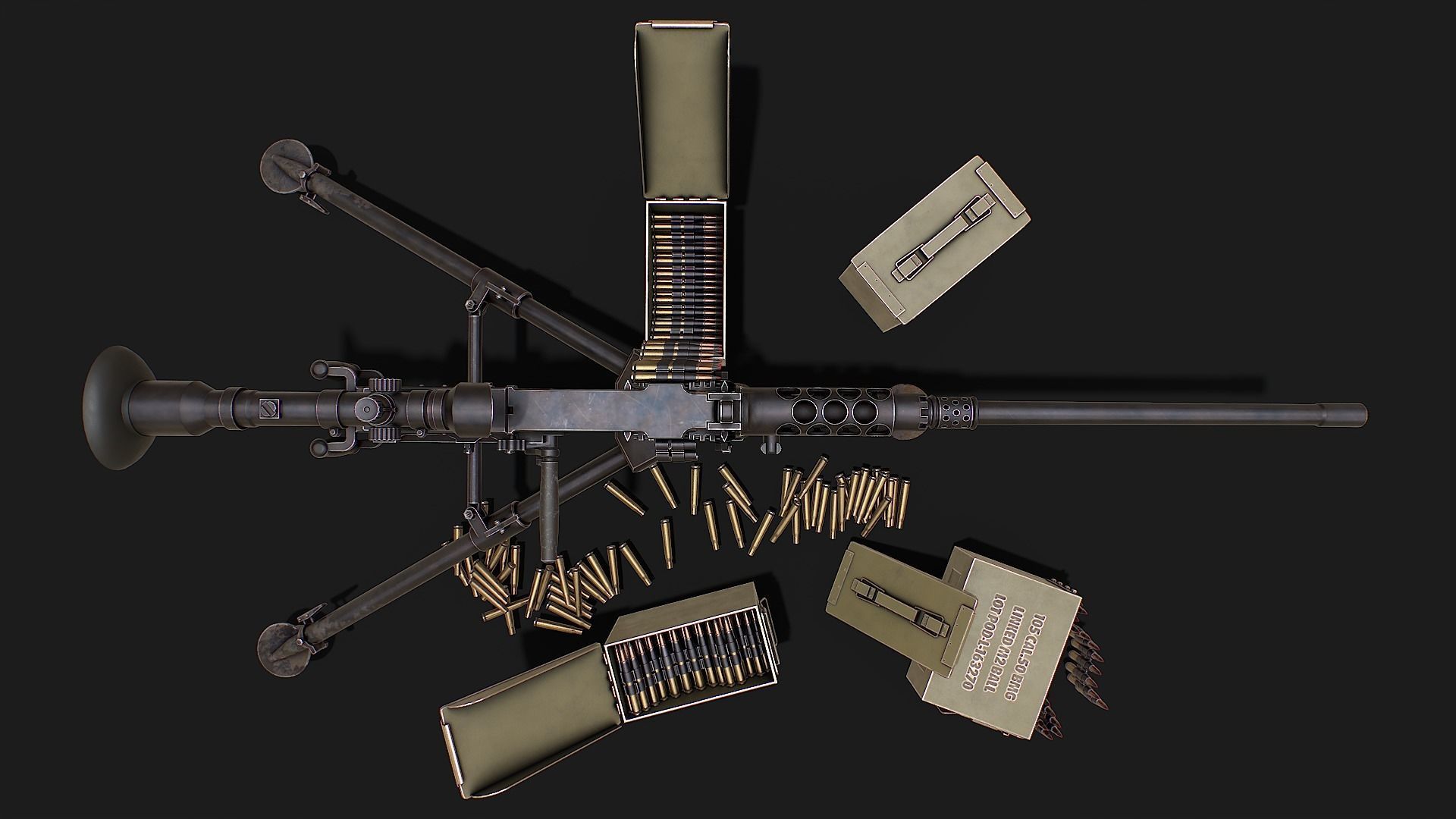 3D model Army machine gun with optical sight VR / AR / low-poly | CGTrader