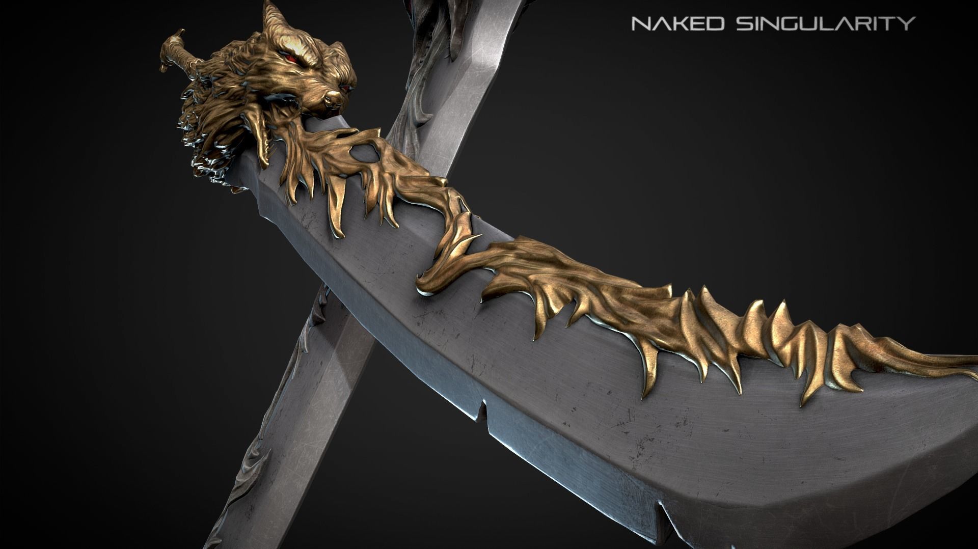 3D model Iron Wolf Sword Medieval dark fantasy VR / AR / low-poly ...