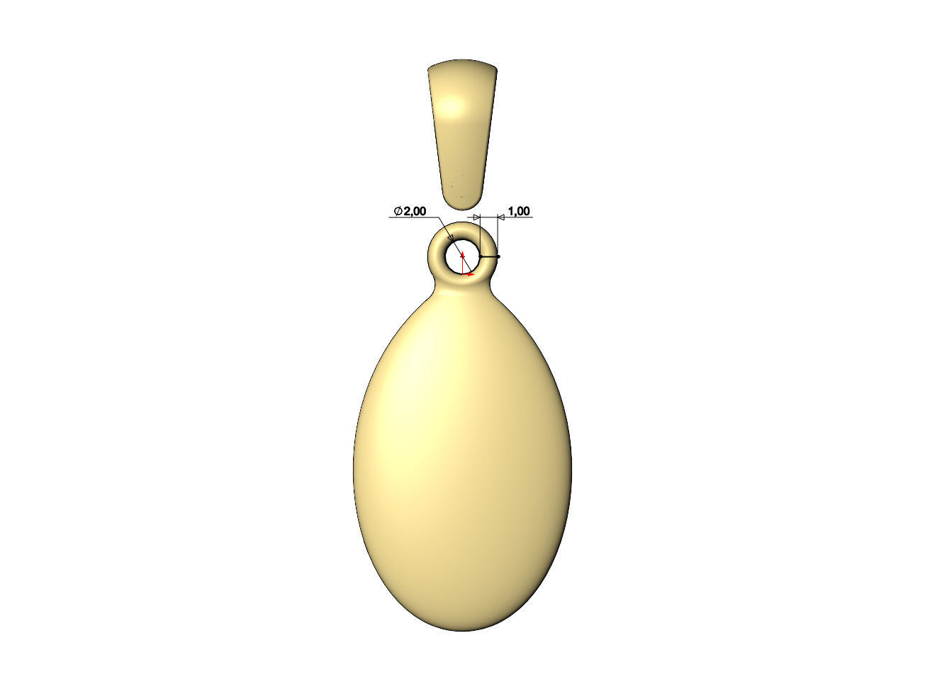 Simple teardrop almond pendant charm 3D model 3D printable | CGTrader