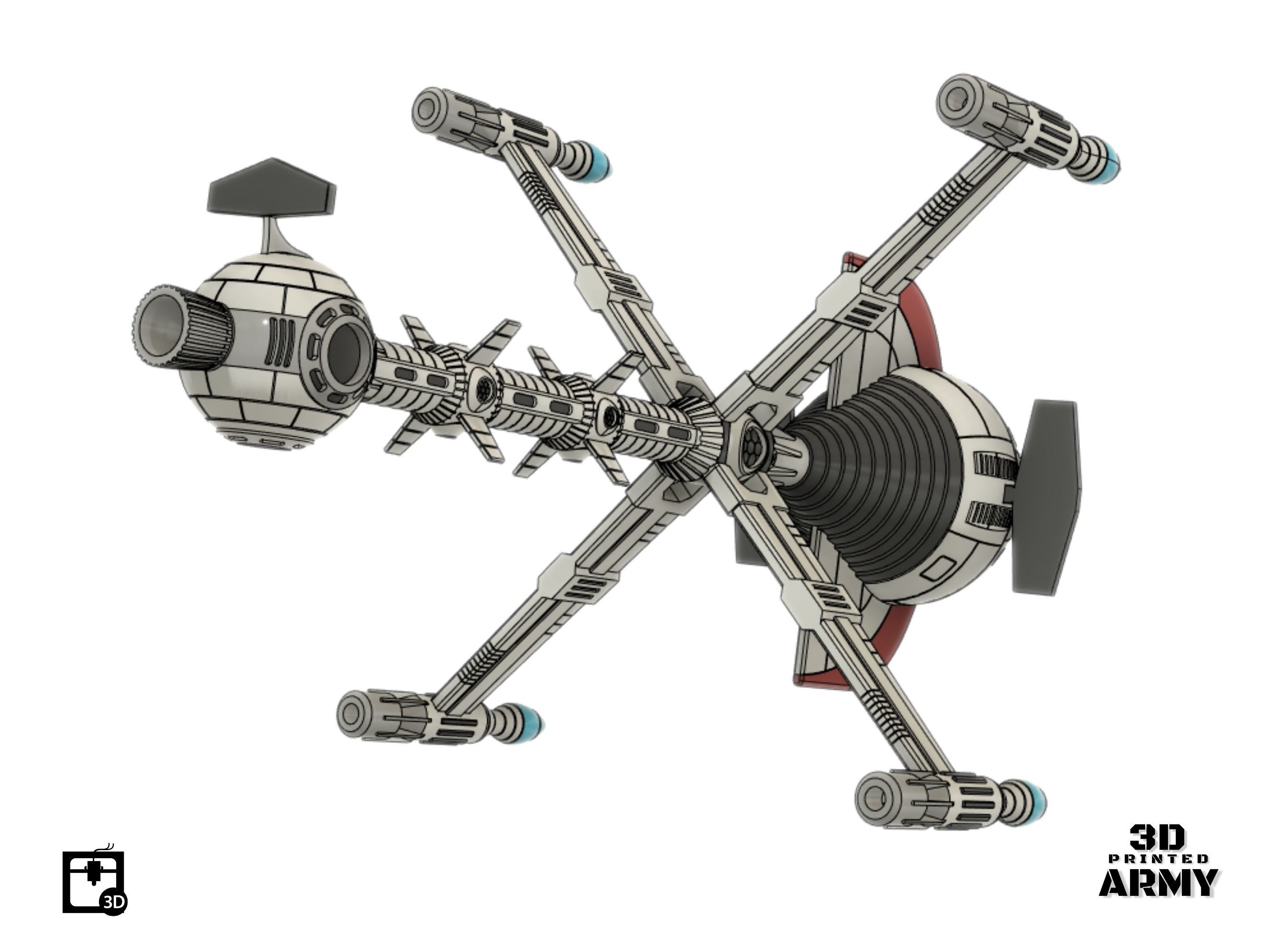 CyberLAB starship - Captain FLAM- 3D print files 3D model 3D printable ...