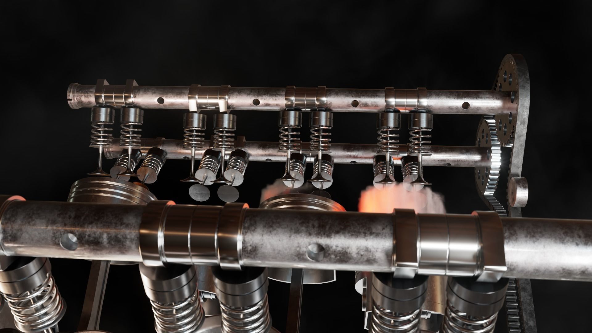 Motor eight-cylinder engine piston free 3D model animated rigged | CGTrader