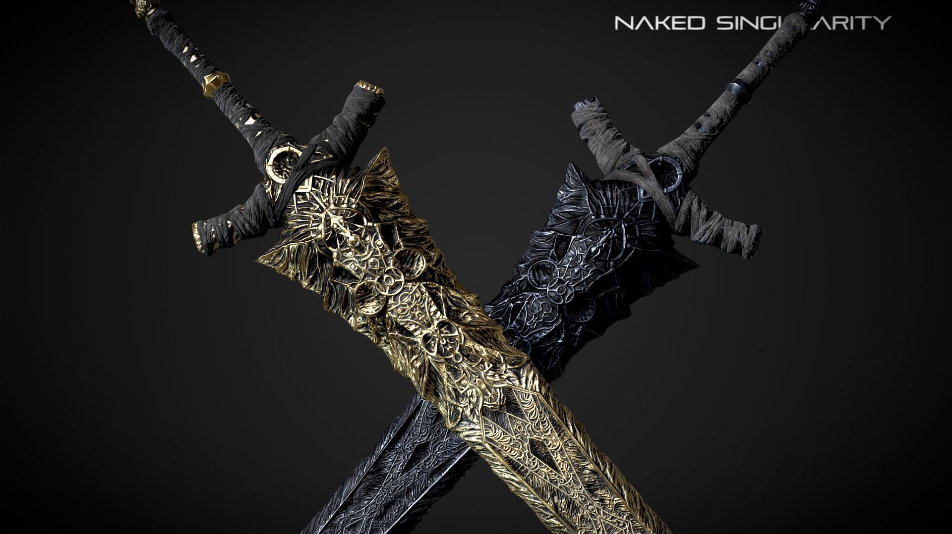 3D model Ancient Black Greatsword Medieval fantasy VR / AR / low-poly ...