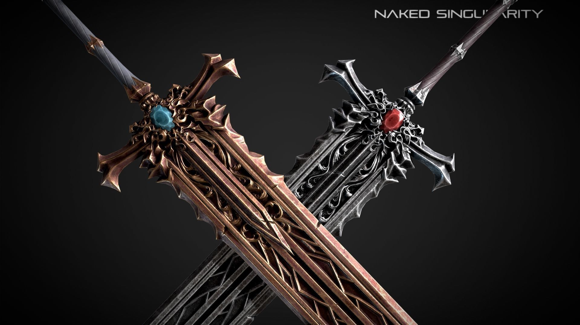 3D model Rusty Bronze Medieval dark fantasy Sword VR / AR / low-poly ...