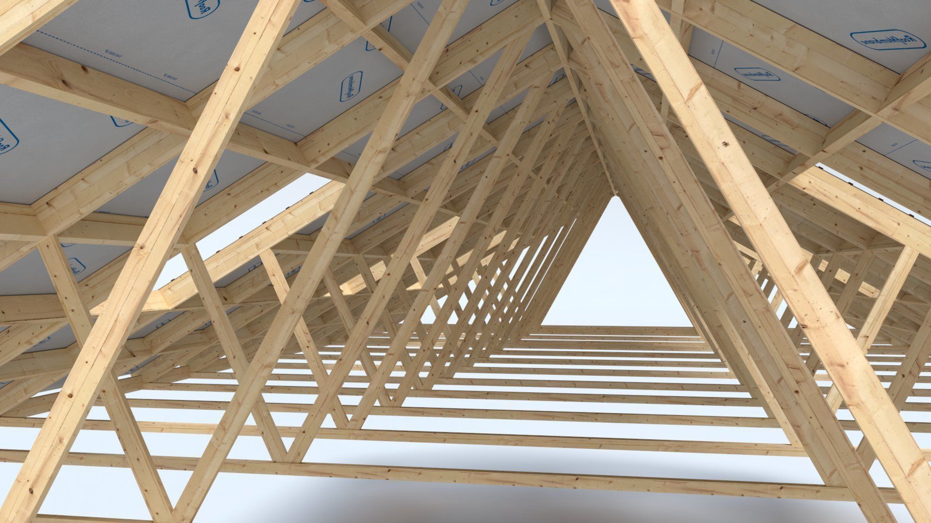 Full Timber Truss Roof System 3D model | CGTrader