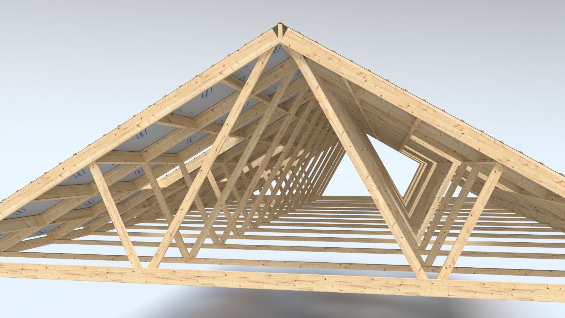 Full Timber Truss Roof System 3D model | CGTrader