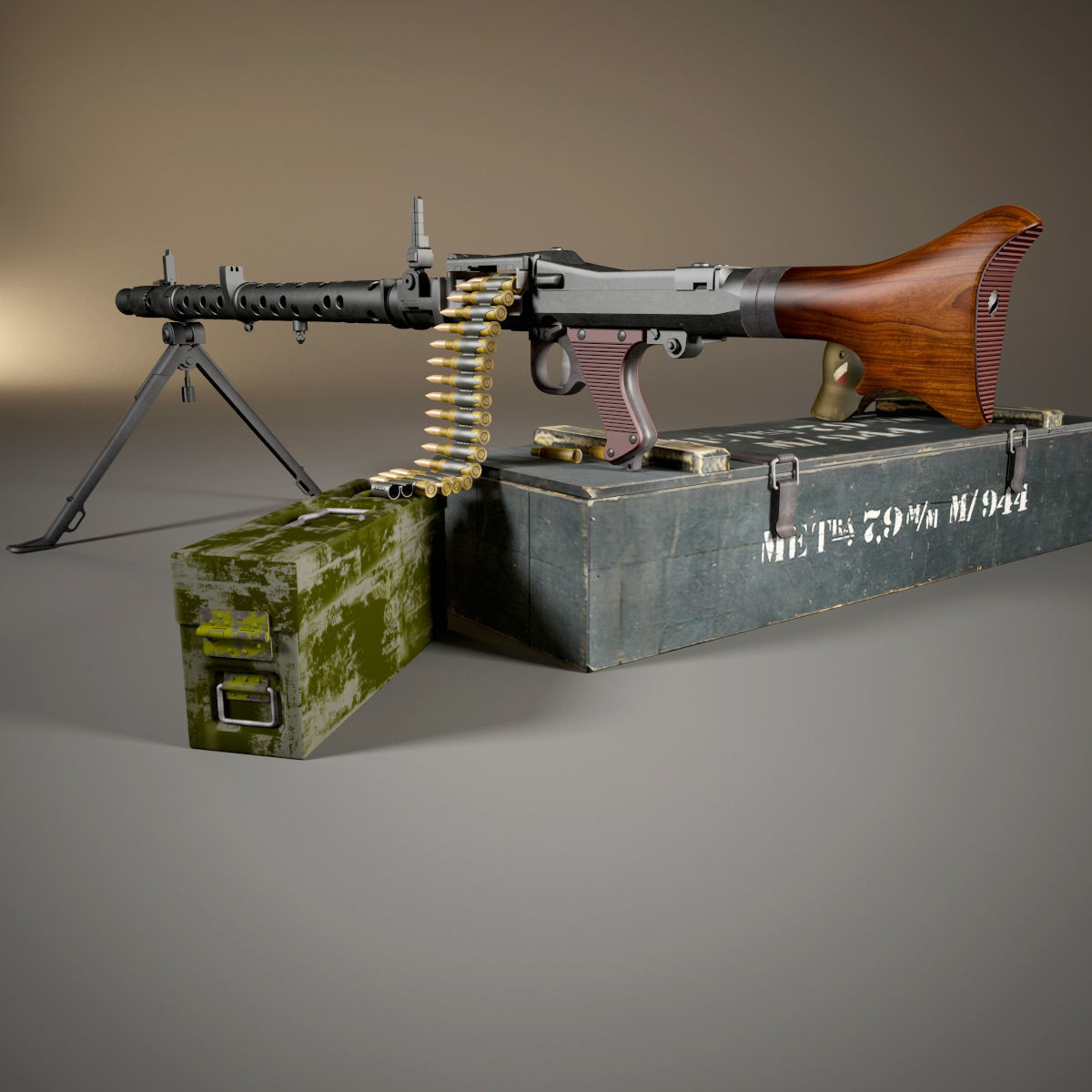 German MG-34 machine gun set 3D model | CGTrader