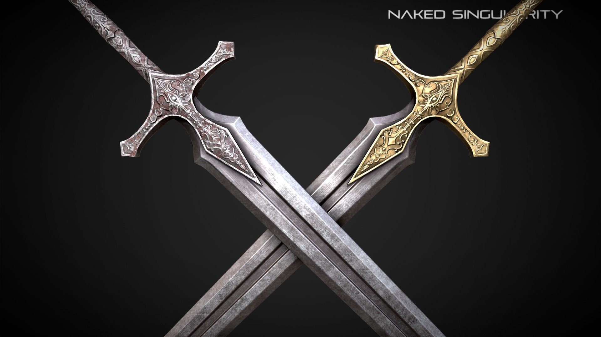 3D model Nightfall Medieval dark fantasy Greatsword VR / AR / low-poly ...