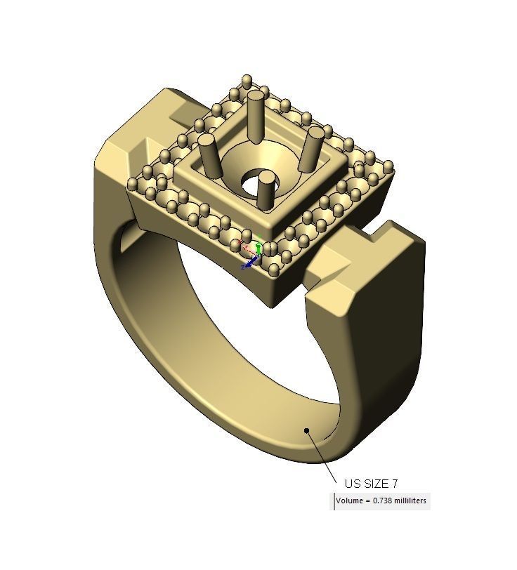 T sides square cluster diamond ring US sizes 7to10 3D model 3D ...