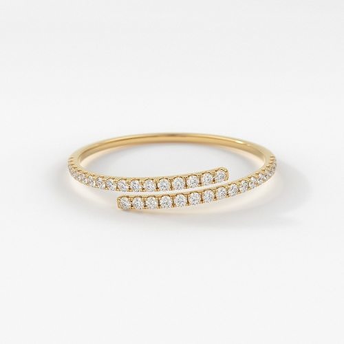 Diamond Bypass Open Stackable Ring Bridal Wedding Zircon Band 3D model ...