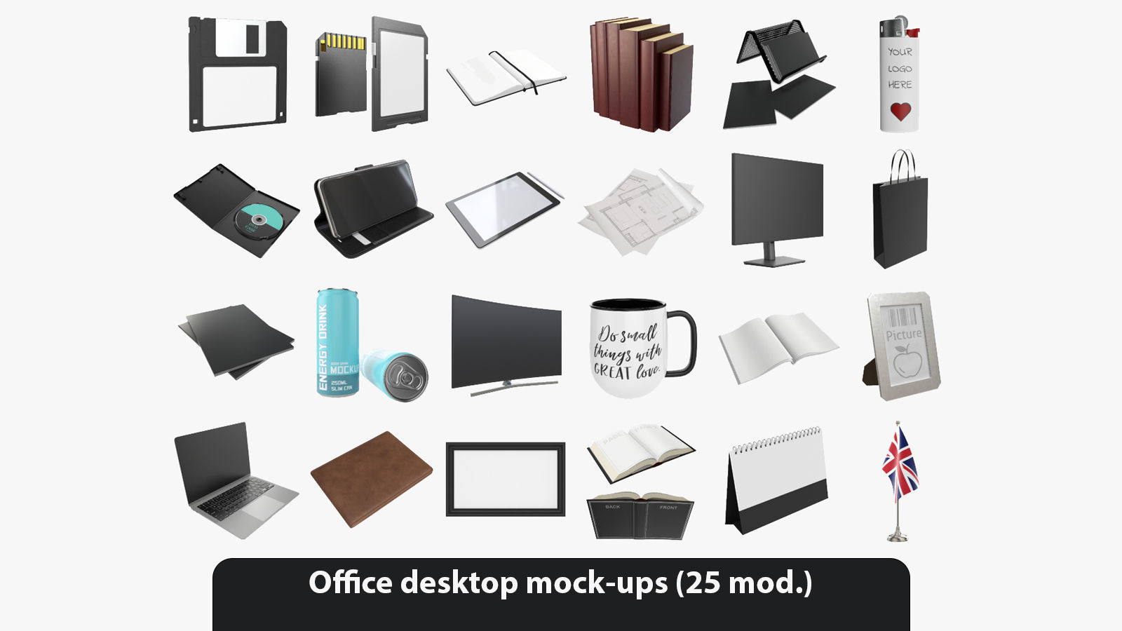 Office desktop mock-up collection 3D model | CGTrader
