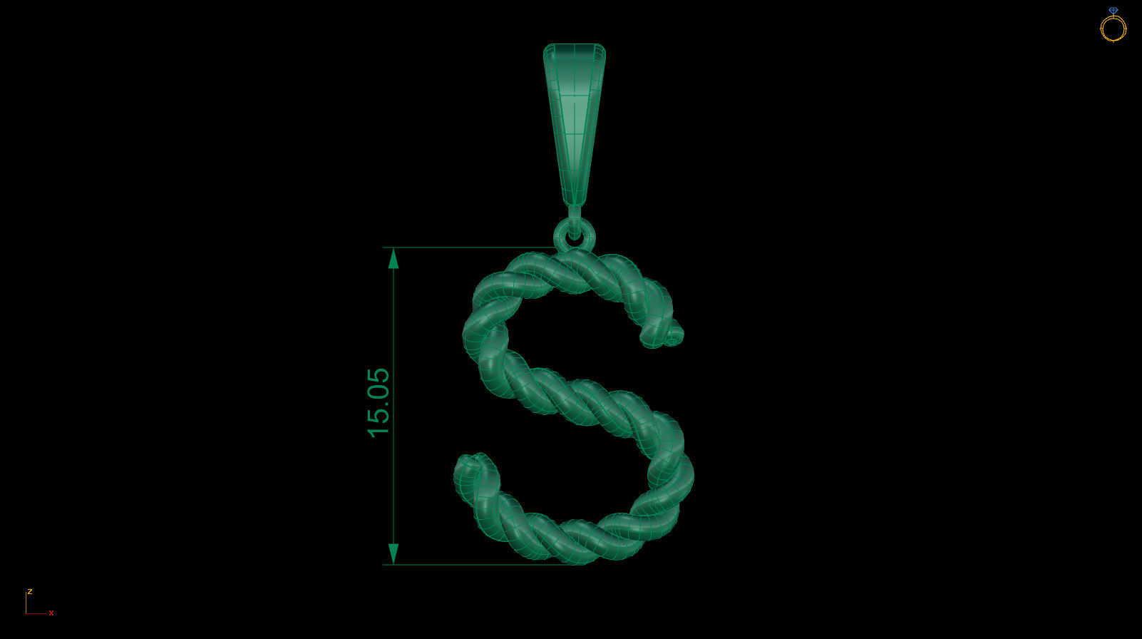 Twisted Cable Letter Pendants 15 mm Letter S 3D model 3D printable ...