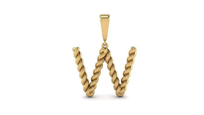 Twisted Cable Letter Pendants 15 mm Letter W 3D model 3D printable ...