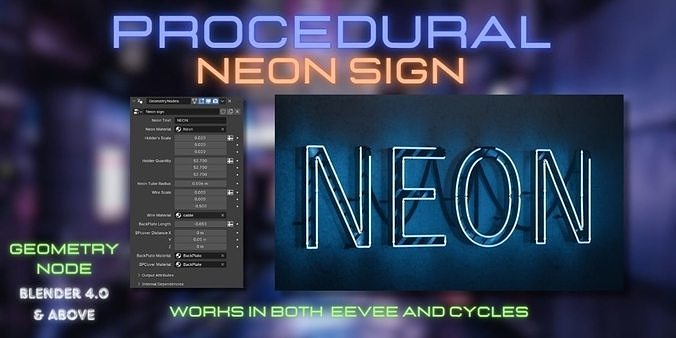 Procedural Neon Sign 3D model | CGTrader