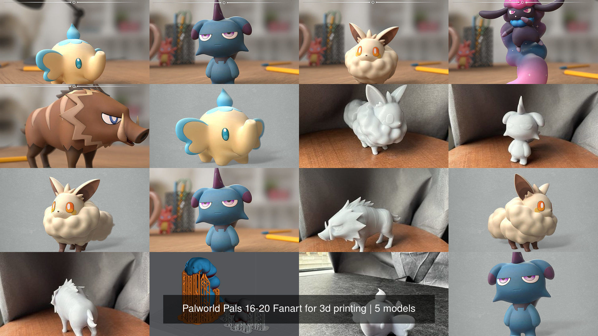 Palworld Pals 16-20 Fanart for 3d printing 3D Model Collection 3D ...