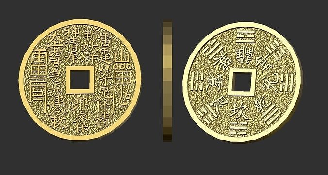 Ancient Chinese Coin 3D model 3D model 3D printable | CGTrader