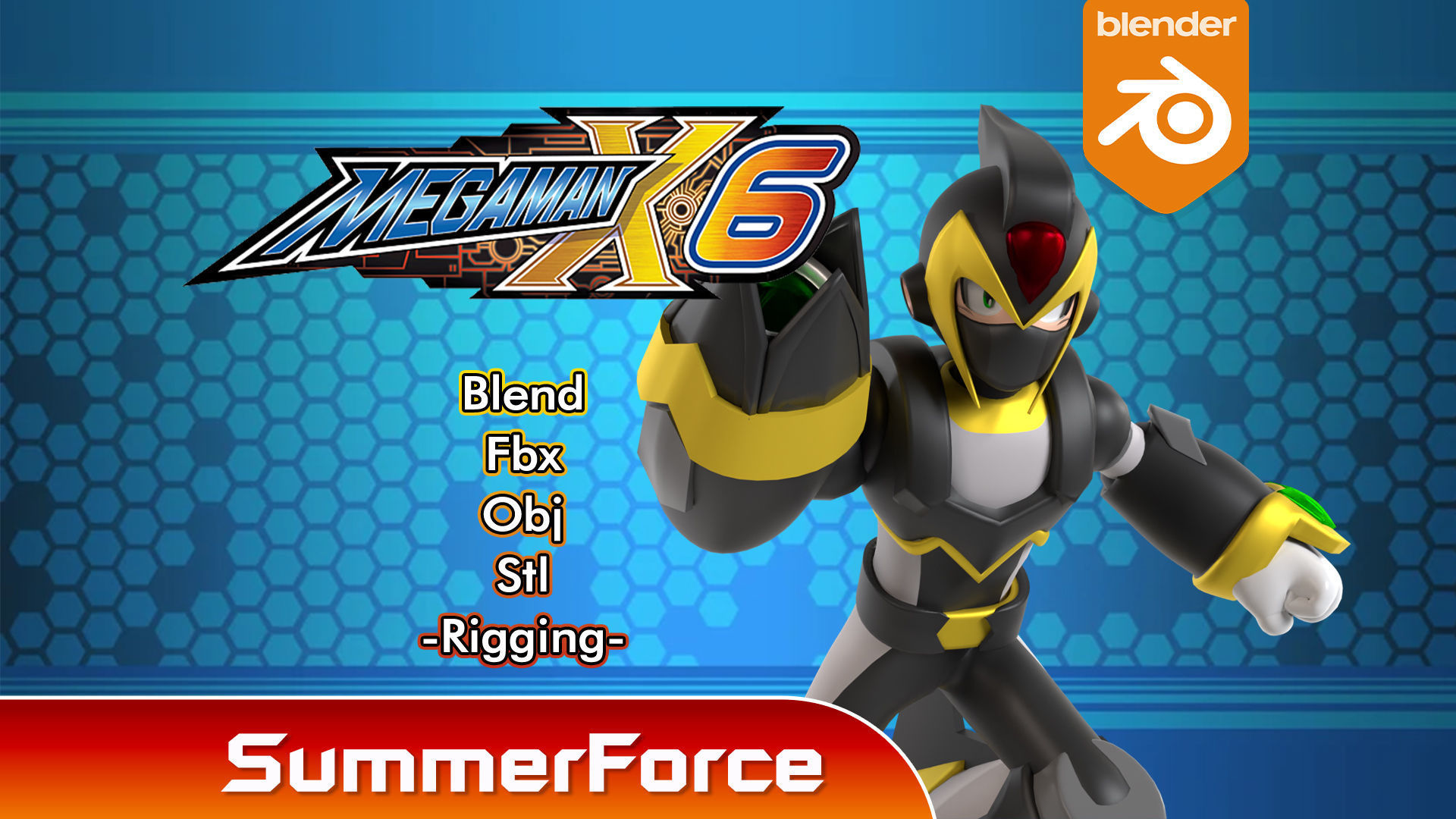 Megaman Shadow Armor - Mega Man X6 3D model rigged | CGTrader