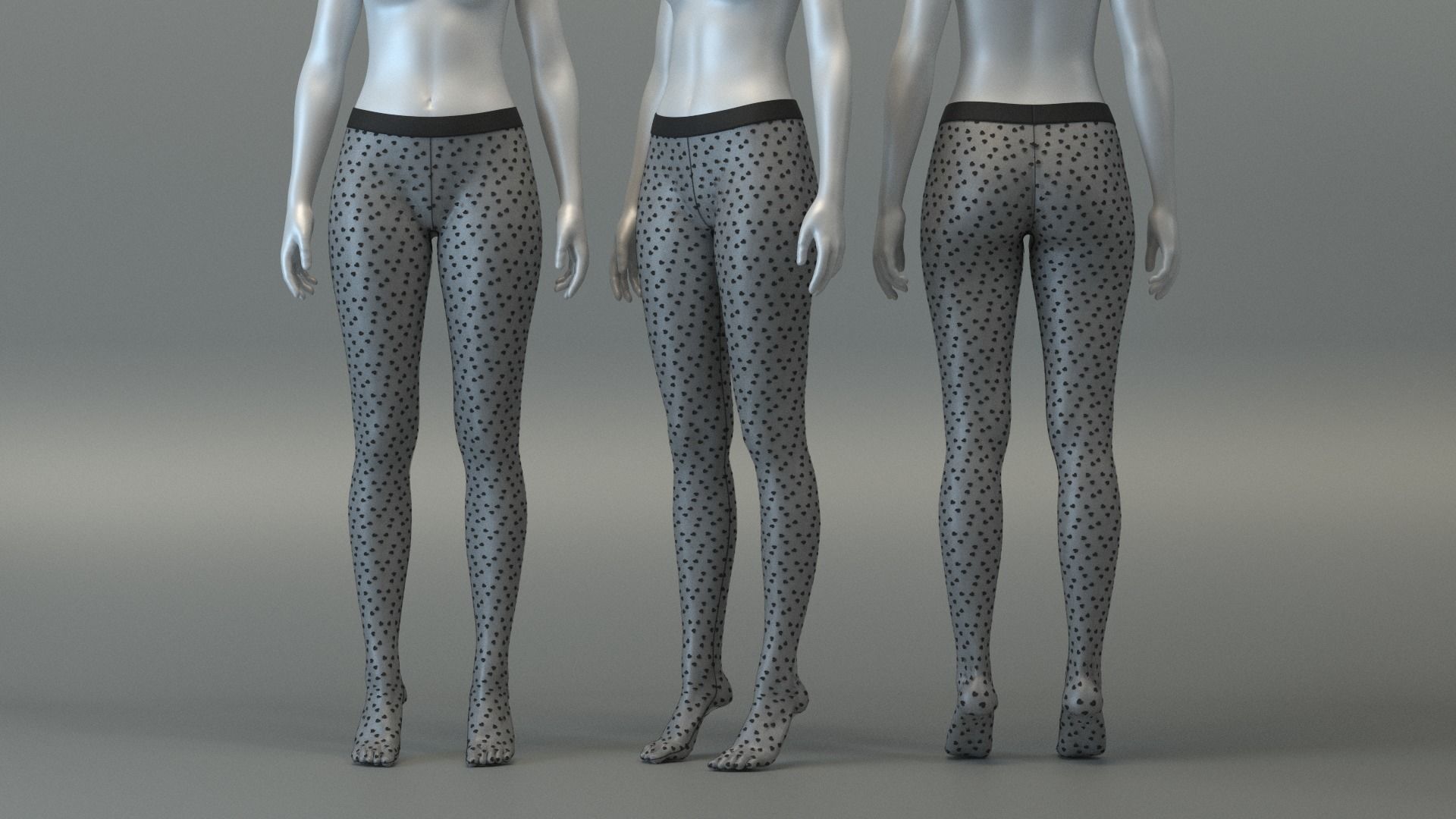 Heart Printed Pantyhose 3D model | CGTrader