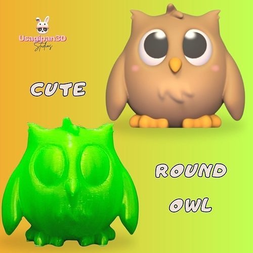 Cute Round Owl 3D model 3D printable | CGTrader