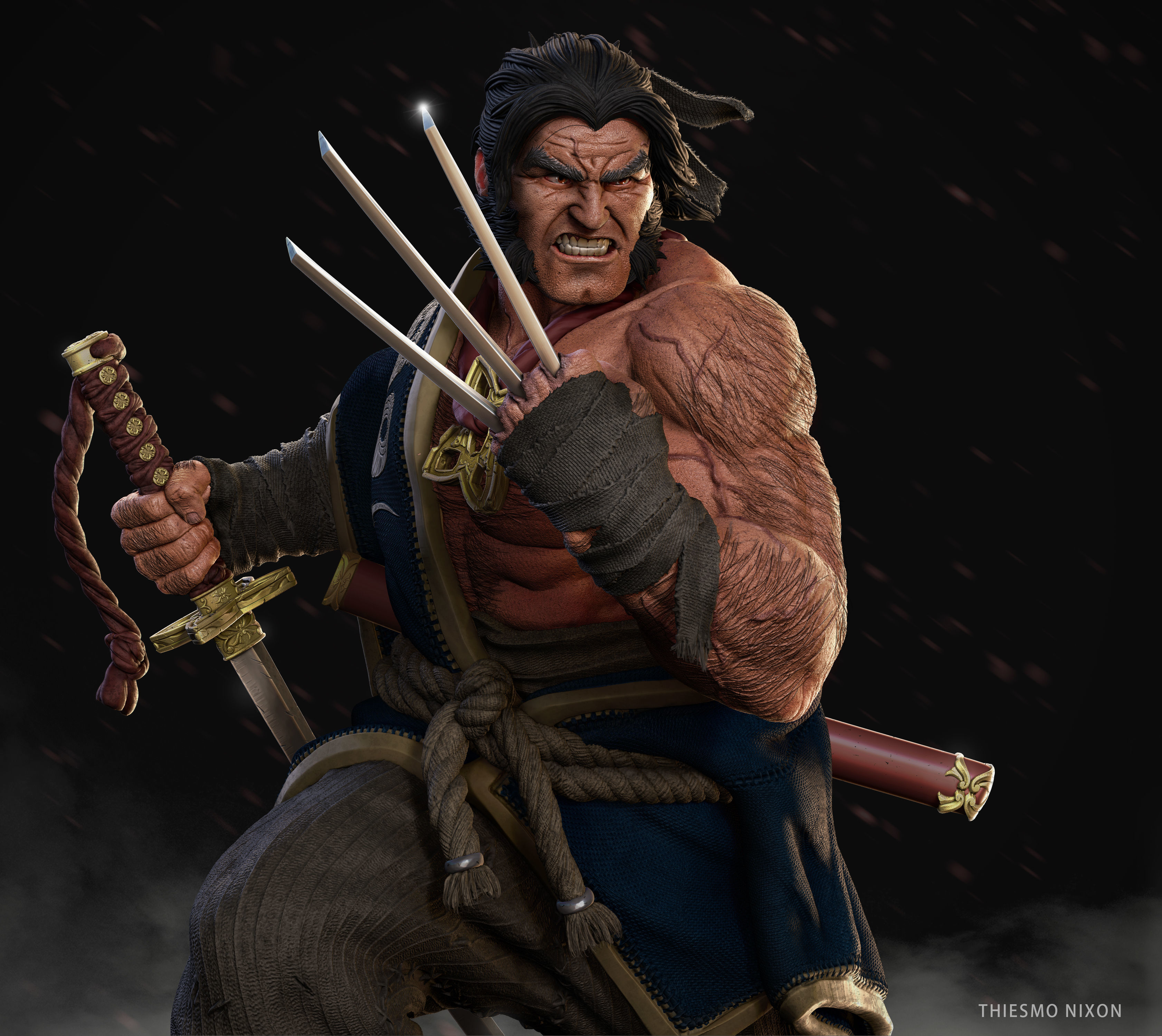 Wolverine Samurai 3D model 3D printable | CGTrader