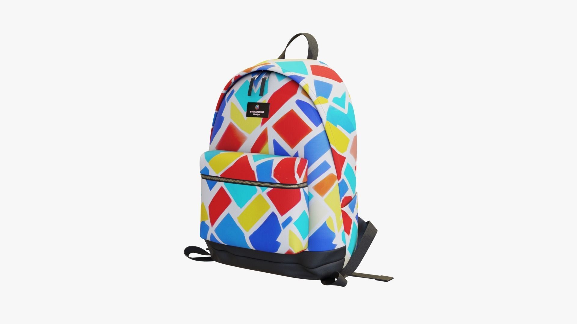 3D model Backpack with colorful geometric shapes VR / AR / low-poly ...