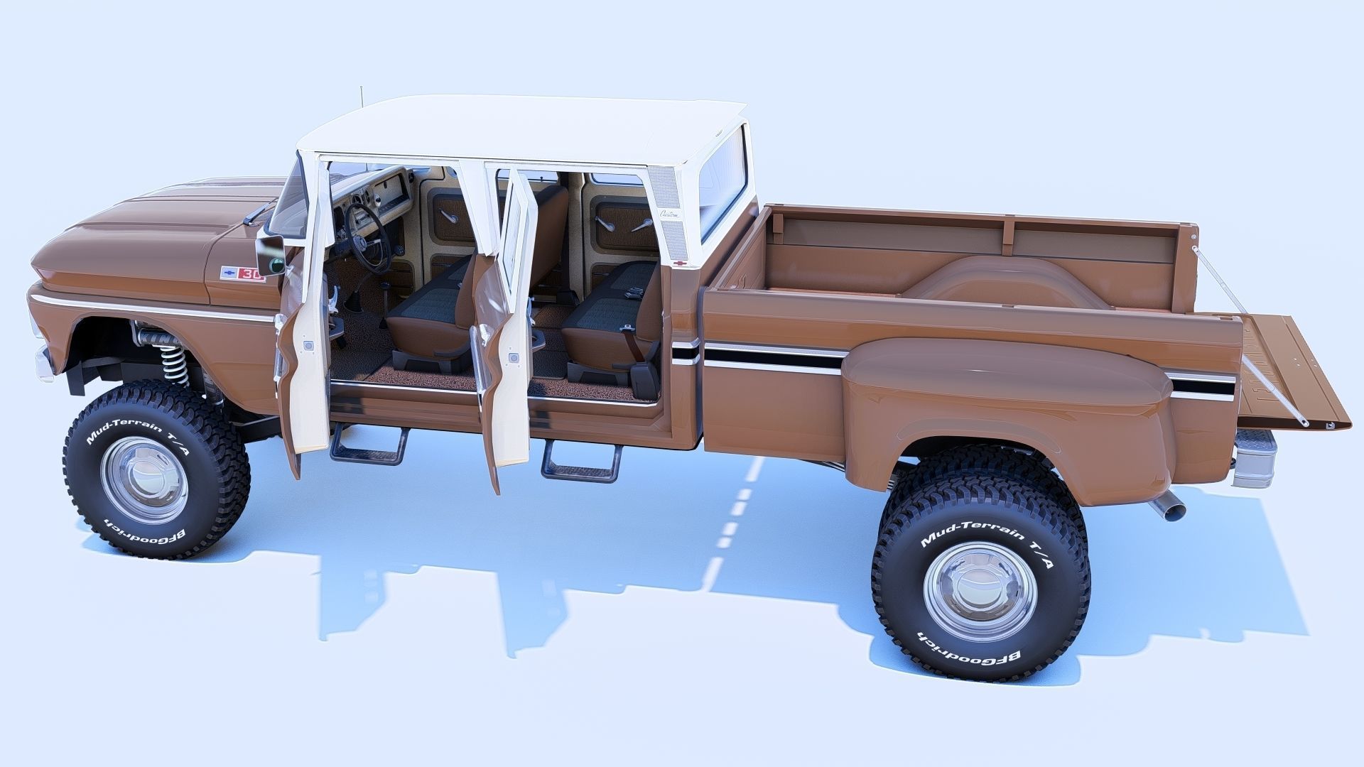 Pickup 1963 C30 4 Door Dually Classic Wheels 3D model | CGTrader