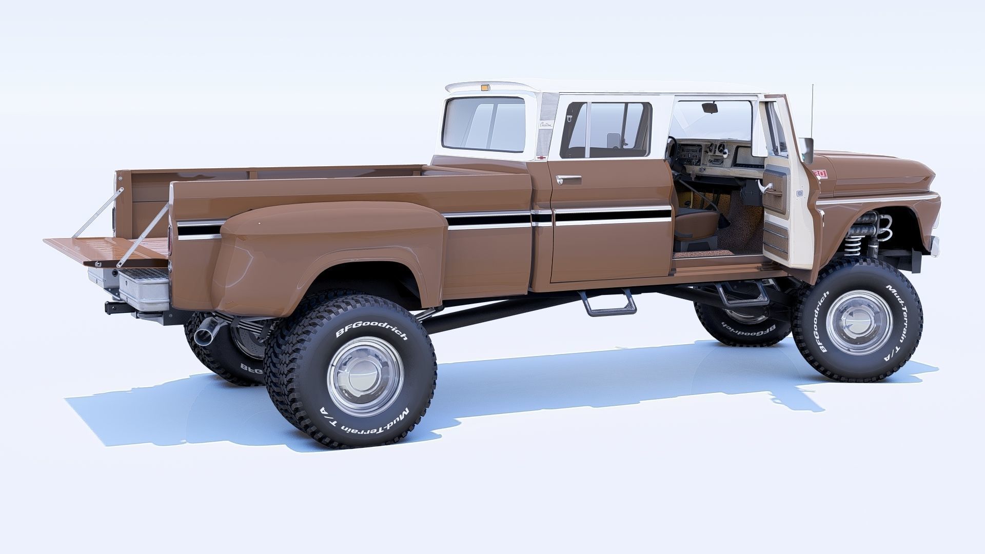 Pickup 1963 C30 4 Door Dually Classic Wheels 3D model | CGTrader