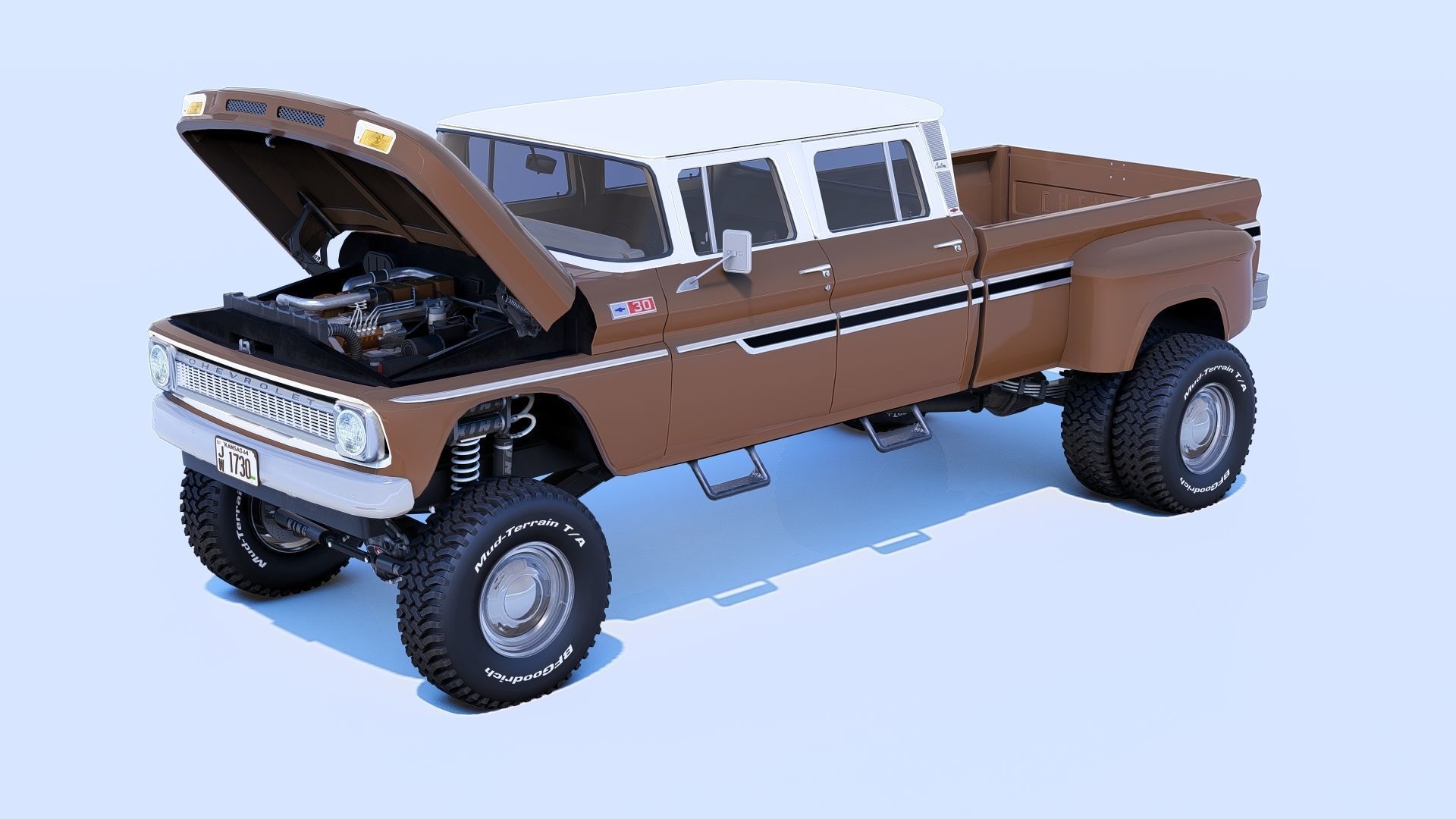 Pickup 1963 C30 4 Door Dually Classic Wheels 3D model | CGTrader