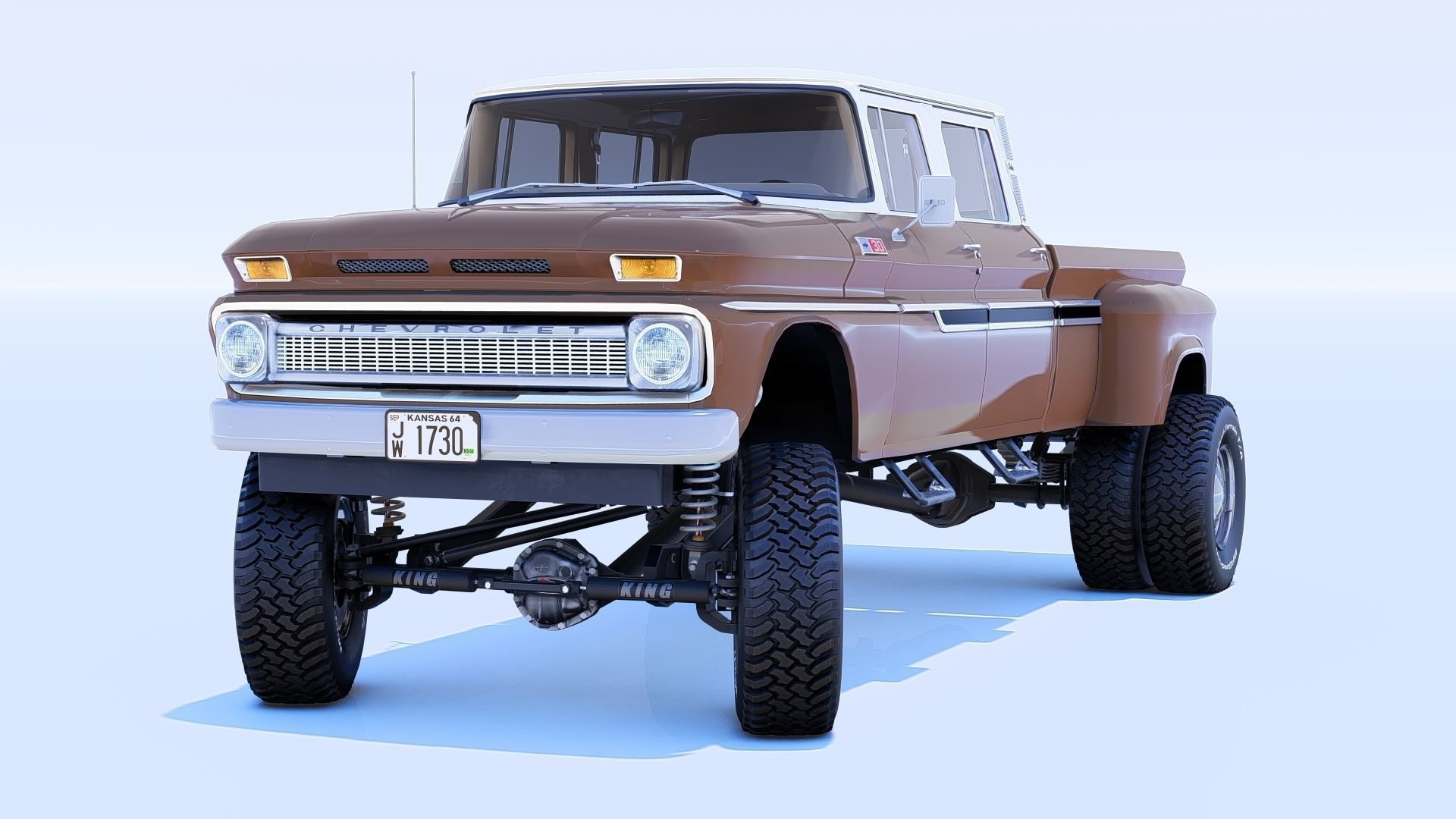 Pickup 1963 C30 4 Door Dually Classic Wheels 3D model | CGTrader