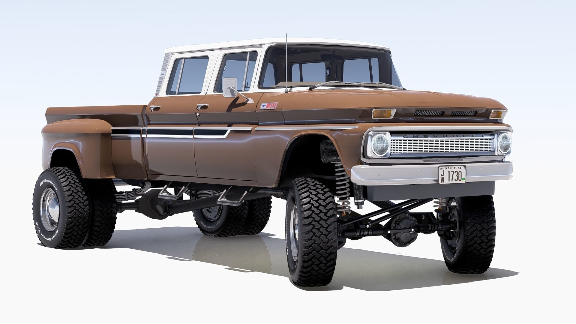 Pickup 1963 C30 4 Door Dually Classic Wheels 3D model | CGTrader