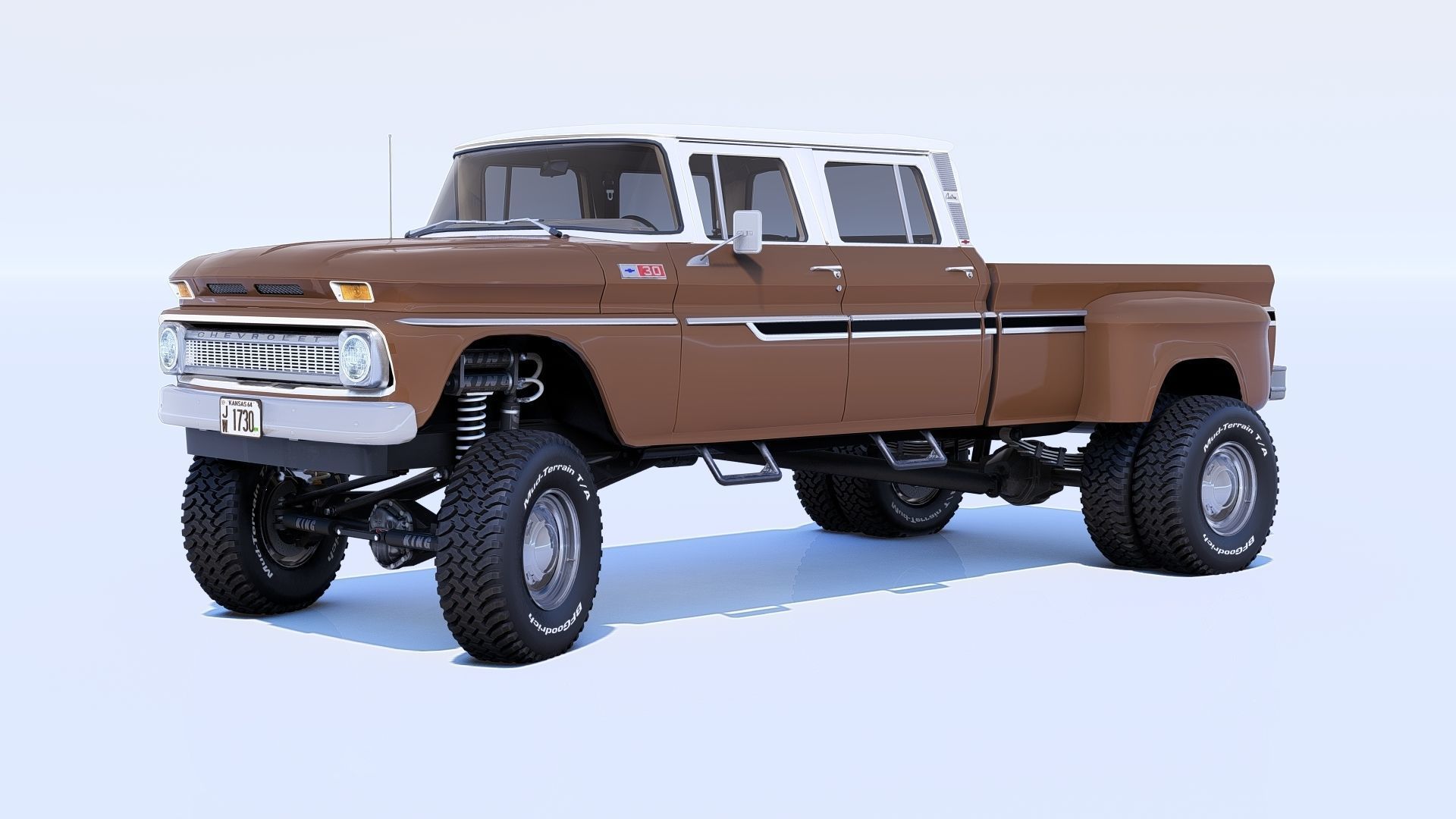 Pickup 1963 C30 4 Door Dually Classic Wheels 3D model | CGTrader