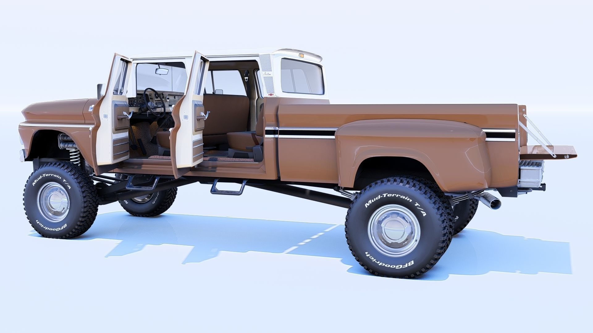 Pickup 1963 C30 4 Door Dually Classic Wheels 3D model | CGTrader