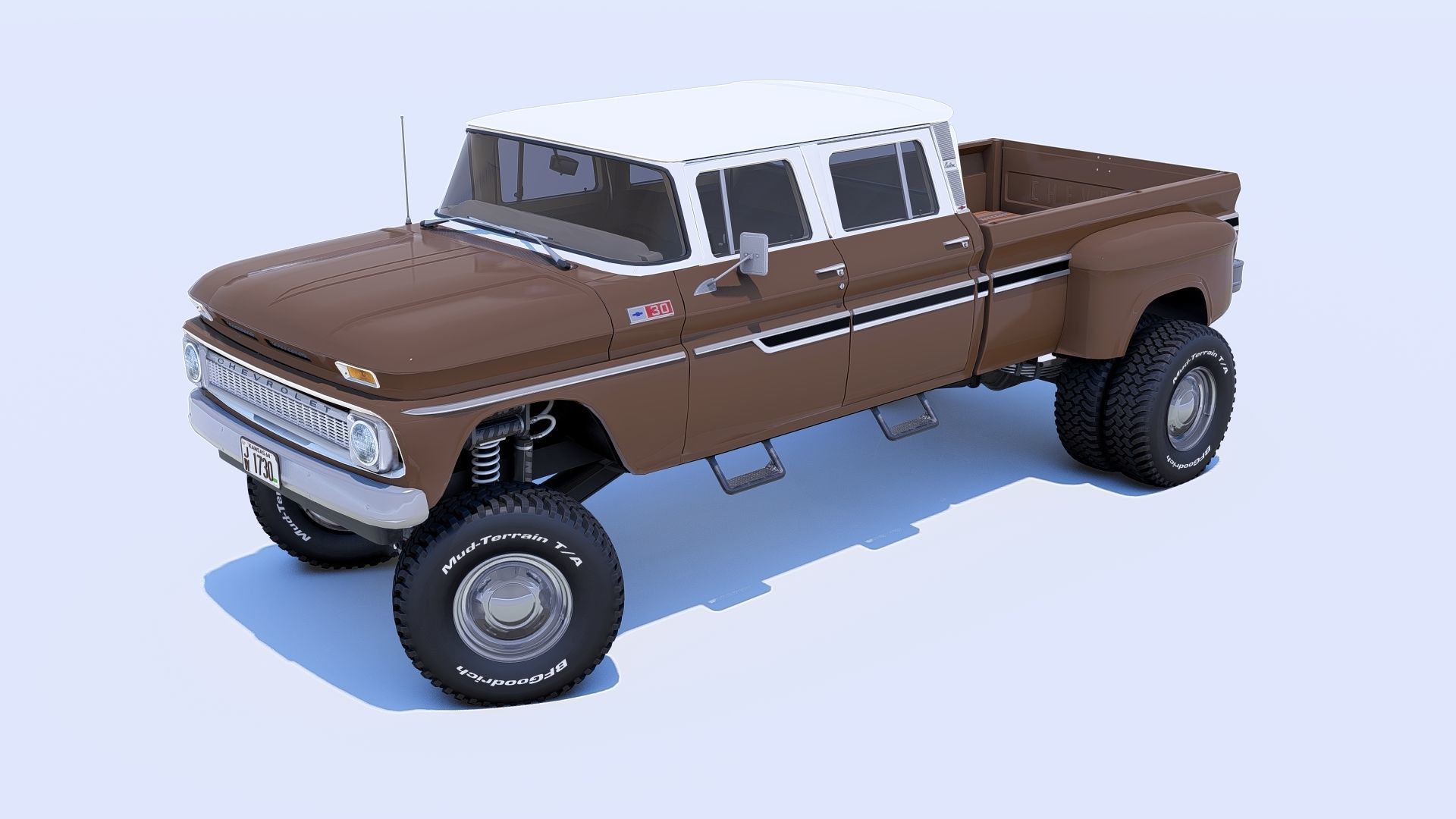 Pickup 1963 C30 4 Door Dually Classic Wheels 3D model | CGTrader