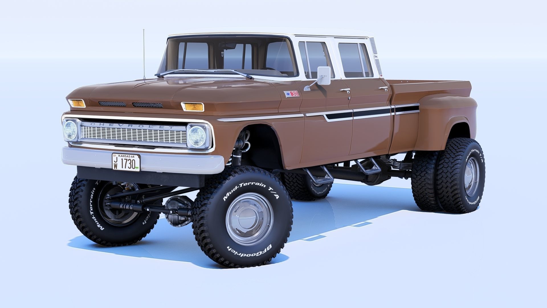 Pickup 1963 C30 4 Door Dually Classic Wheels 3D model | CGTrader