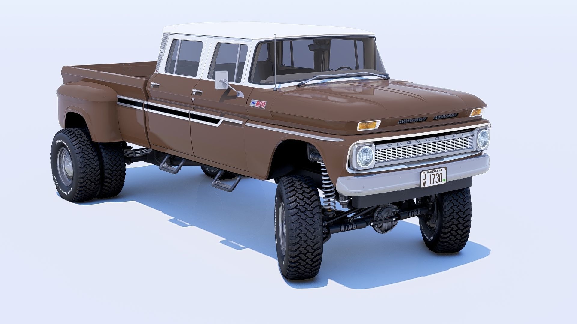 Pickup 1963 C30 4 Door Dually Classic Wheels 3D model | CGTrader